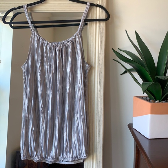 H&M | Tops | Hm Metallic Silver Tank Top Xs | Poshmark
